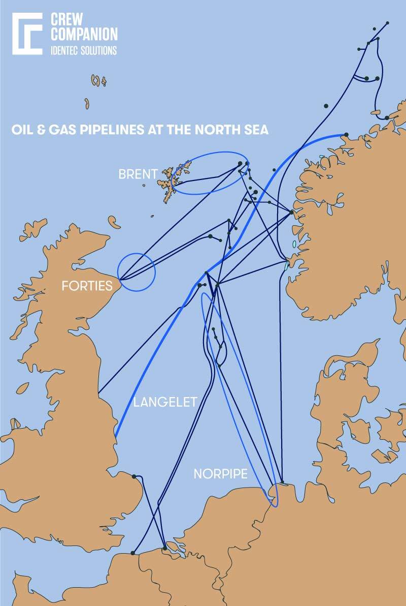 North Sea Oil Fields Map: The Pipelines